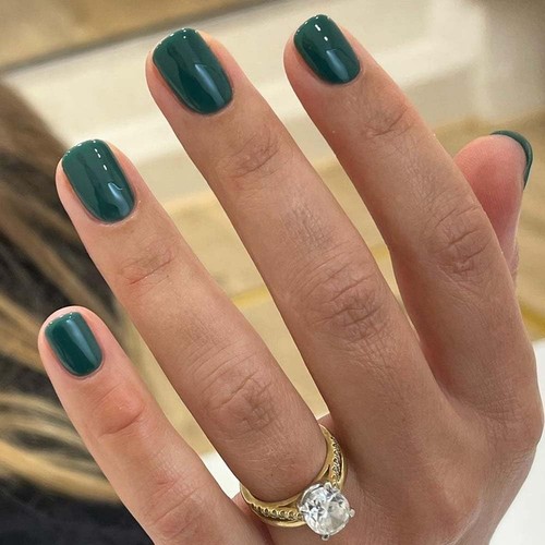Green Press on Nails Short Square Fake Solid Color style-A, style-10 | eBay
