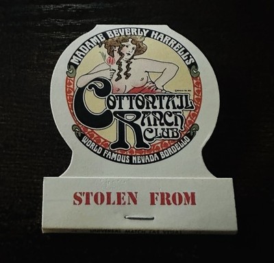 Madame Beverly Harrell's Cottontail Ranch Club Nevada Matchbook Cover ...