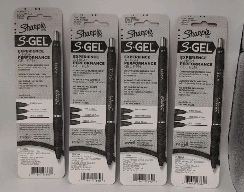 Lot Of 4 Sharpie Pen S-Gel Gel Refills Medium Point 0.7mm Black Ink 2 ...