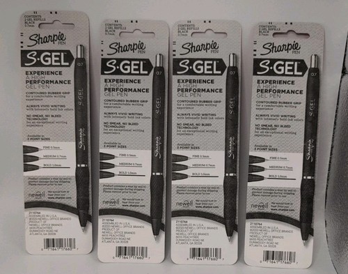 Lot Of 4 Sharpie Pen S-Gel Gel Refills Medium Point 0.7mm Black Ink 2 ...