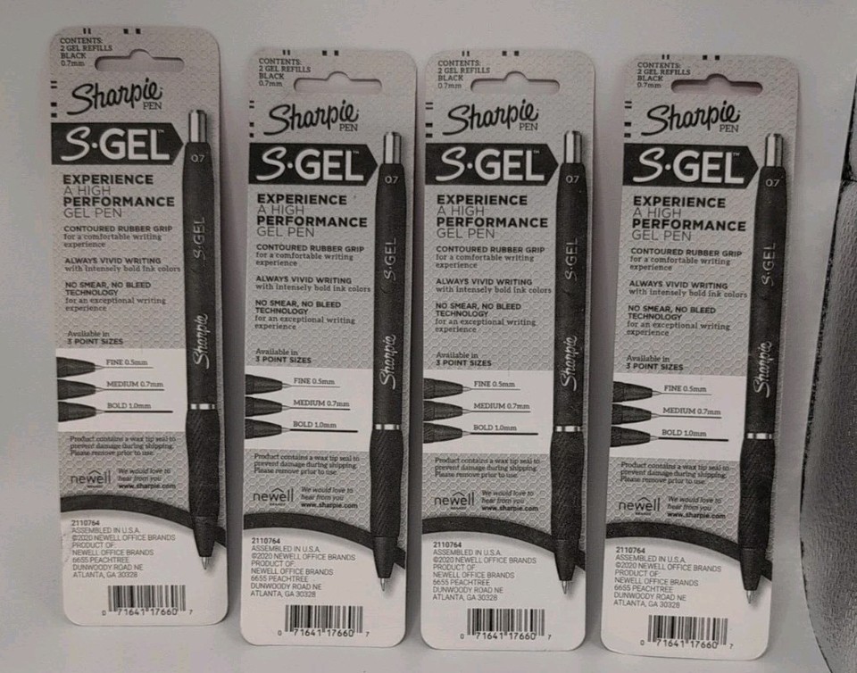 Lot Of 4 Sharpie Pen S-Gel Gel Refills Medium Point 0.7mm Black Ink 2 ...