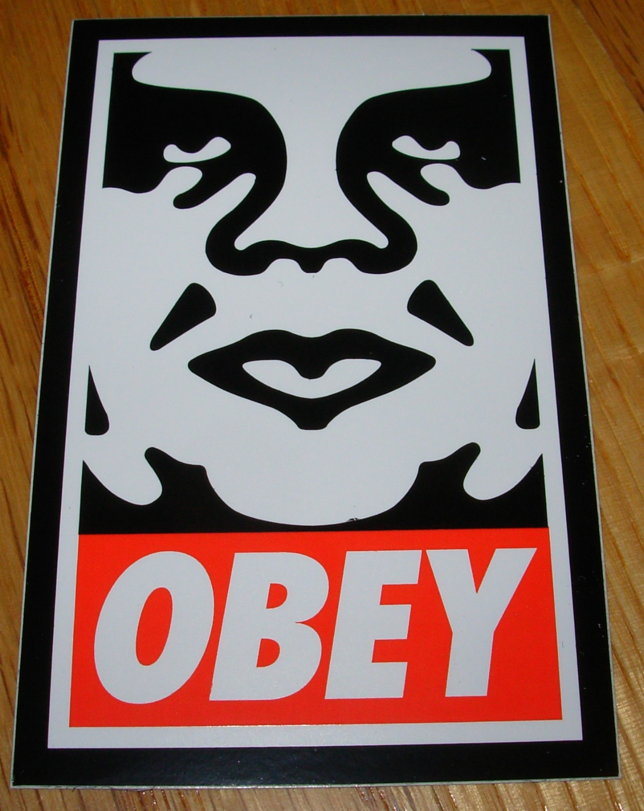 SHEPARD FAIREY Obey Giant STICKER 2.5X4 WHITE OBEY ANDRE from poster ...