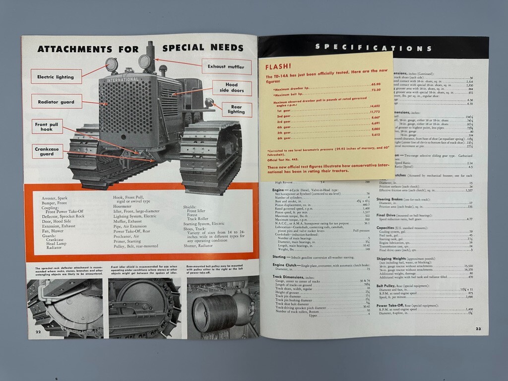 1950s INTERNATIONAL HARVESTER Tractor TD-14A DIESEL CRAWLER Advertising ...