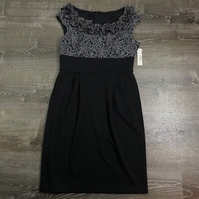 NWT New Directions Womans Shift Dress Black Floral Career Cocktail Size ...