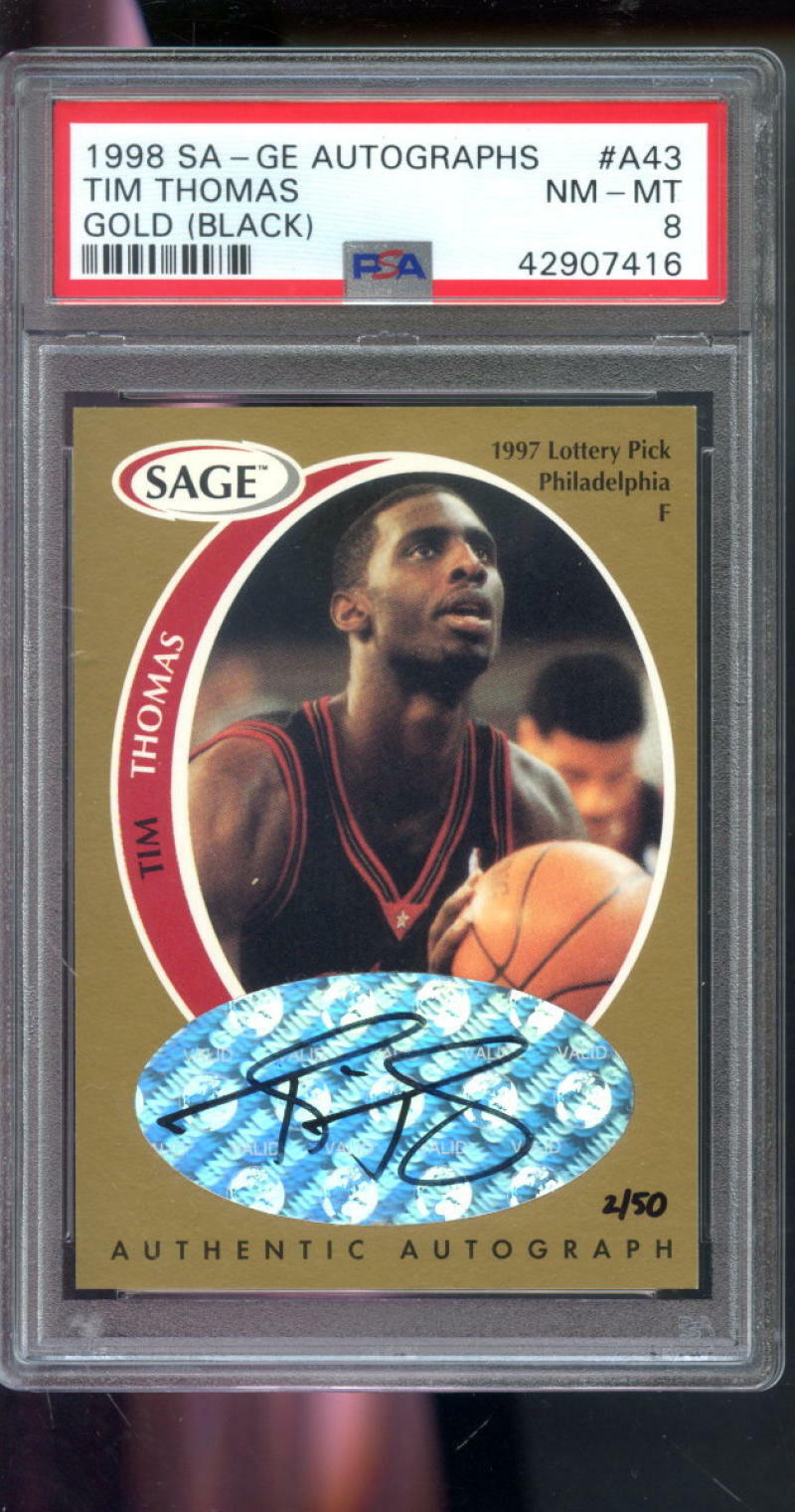 1998-99 Sa-Ge Sage Gold Tim Thomas NBA Signed AUTO Autograph PSA 8 ...