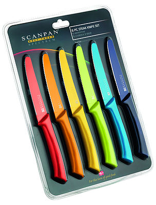 NEW Scanpan Spectrum 6 Piece Steak Knife Set Coloured ! RRP $55.95 ...