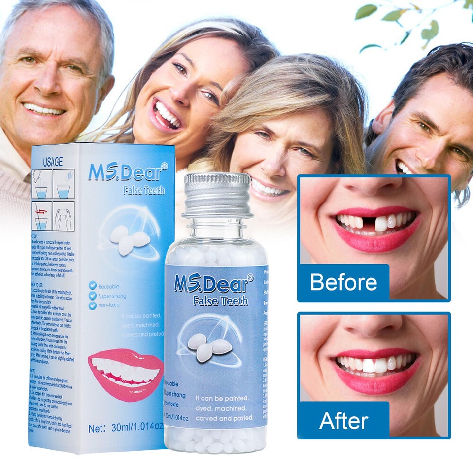 2PCS False Teeth Solid Glue Temporary Tooth Gap Filler Tooth Repair ...