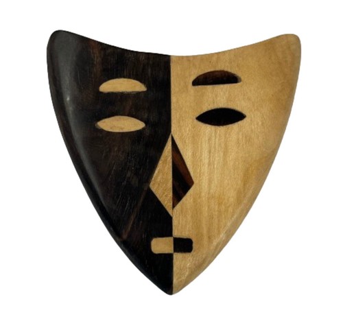 Vintage Wood Pin Comedy Tragedy Brooch Dramatic Marquetry Face Mask ...