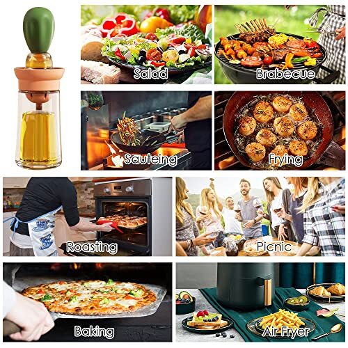 Olive Oil Dispenser Bottle with Silicone Brush Dropper for Kitchen ...