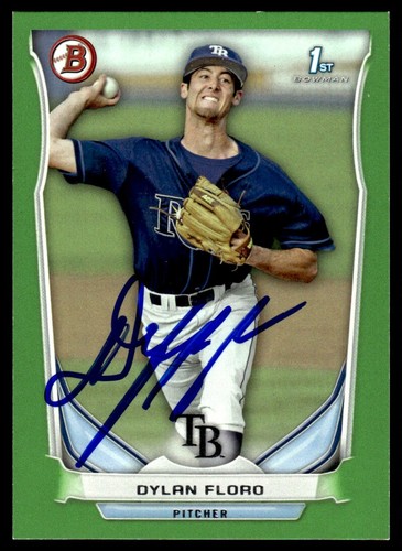 2014 Bowman Prospects Green Dylan Floro Auto 188/199 Tampa Bay Rays # ...