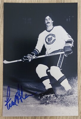 Fred Ahern Signed 4x6 Photo NHL HOF Barons Seals Hockey Legend RAD | eBay