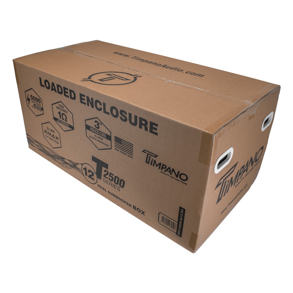 LOADED PORTED DUAL 12" SUBWOOFER ENCLOSURE 5000 WATTS TIMPANO TPT-T2500 ...