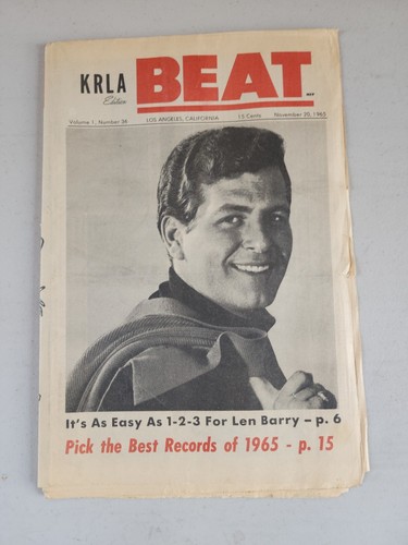 KRLA BEAT NEWSPAPER VOL 1 No 36 November 20, 1965-Len Barry Easy As 1 2 ...