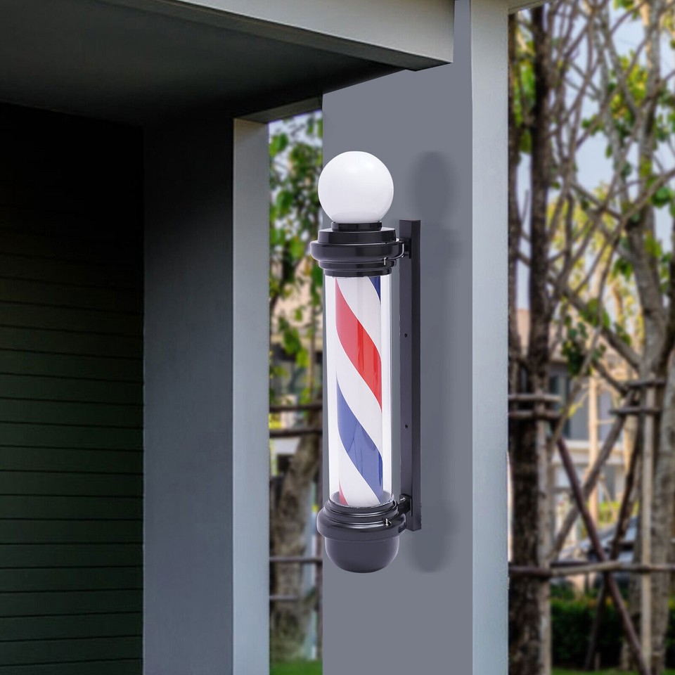 32" Barber Pole Light Rotating Sign Light Hair Salon Shop Rainproof for ...
