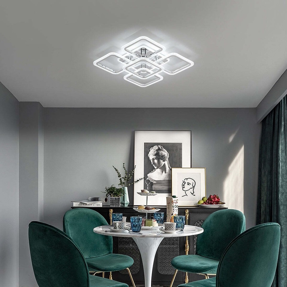 73W Dimmable LED Ceiling Light Crystal Chandelier Remote Control Living ...