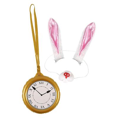 Kids Wonderland Rabbit Costume Accessories - Bunny Nose, Ears & Clock ...