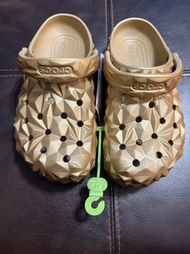 Crocs Gold Metallic Geometric Classic Clogs Unisex Size M5/W7 | eBay