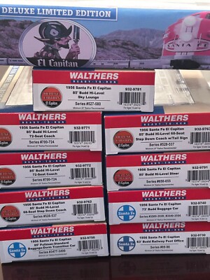 DELUXE SANTA FE "EL CAPITAN" FULL 9 CAR Set HO Scale PLATED w/FIGURES ...