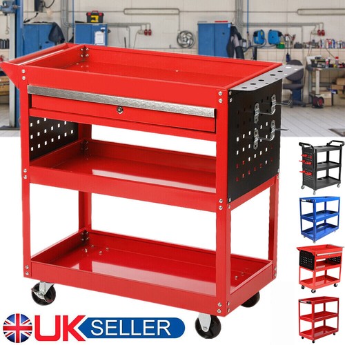 3 Tier Tool Storage Heavy Duty Garage Trolley Workshop DIY Wheel Cart ...