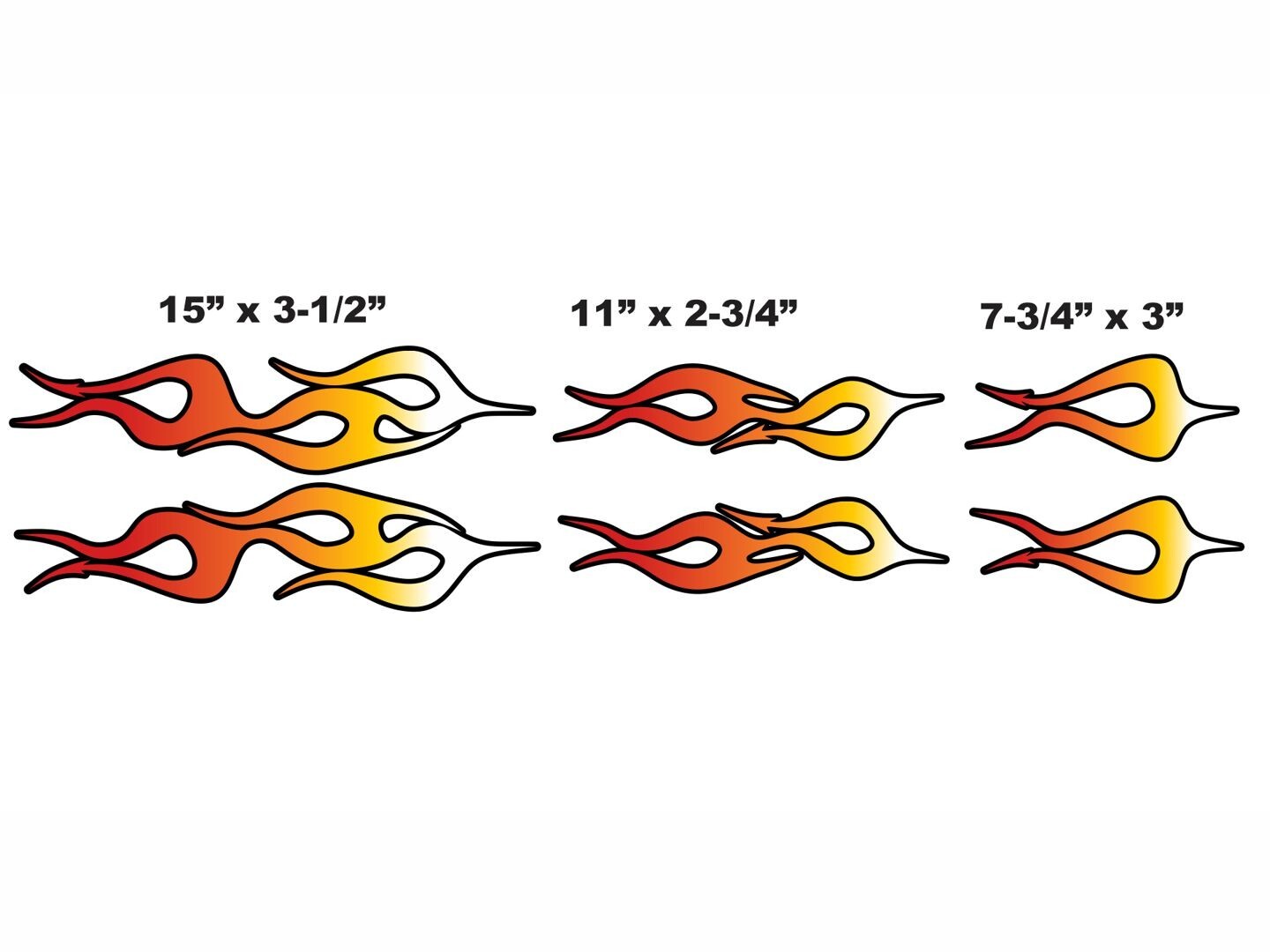 Motorcycle Flame Decals 6pc set - White Hot Fire - For Harley Honda DT6 ...