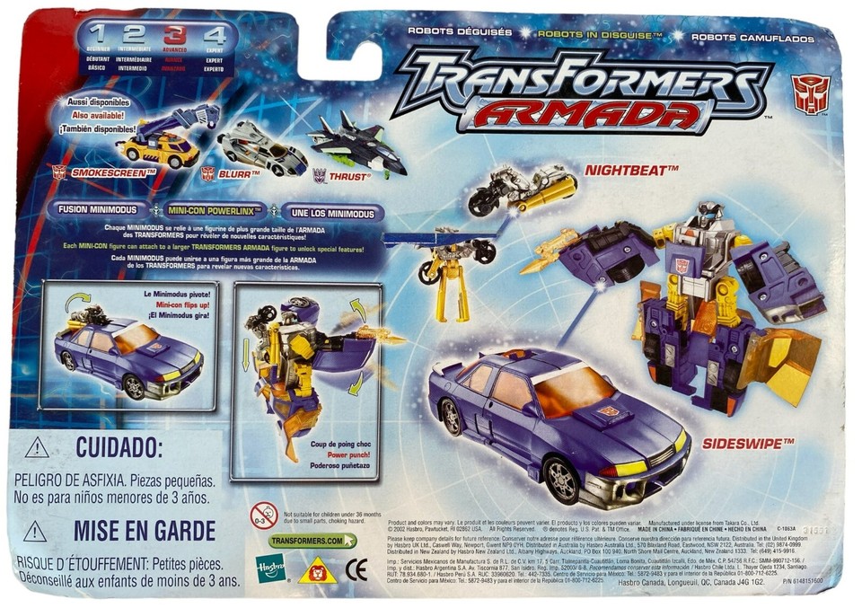 Transformers Armada Sideswipe&Nightbeat Mini-Con Vtg 2002 Action Figure ...