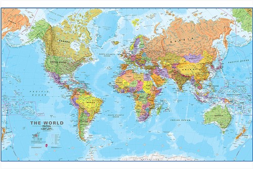 A1 A2 World Map Atlas Political Maps Poster Wall Art Prints Home ...