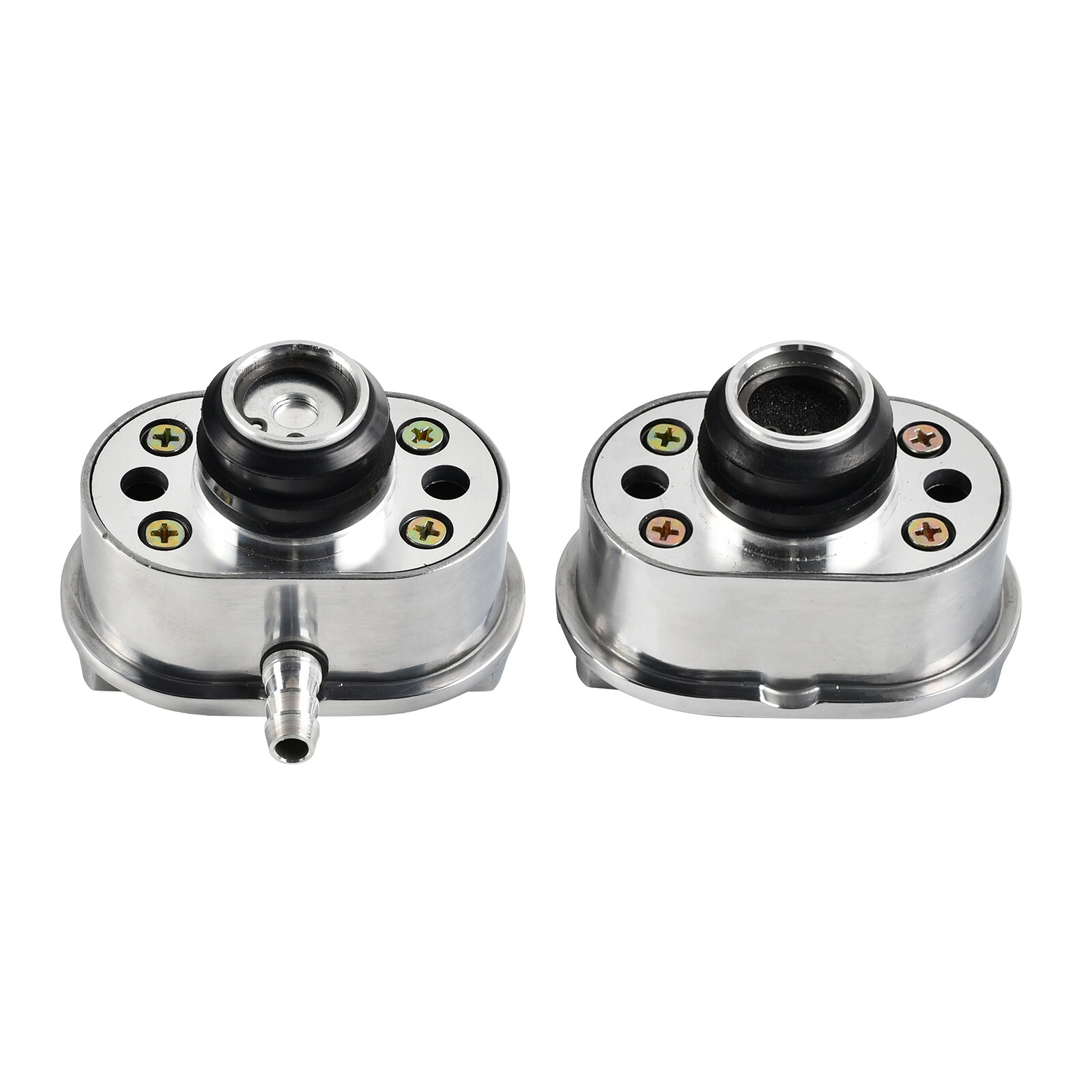 Set of 2 Polished Aluminum Finned Oval Air PCV Breather Combo Valve ...