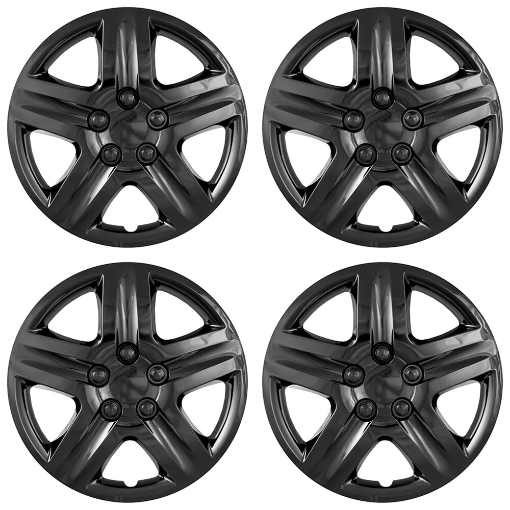 Set of 4 BLACK 17" Hub Caps Full Rim Wheel Covers 5 Spoke Star Hubs ...