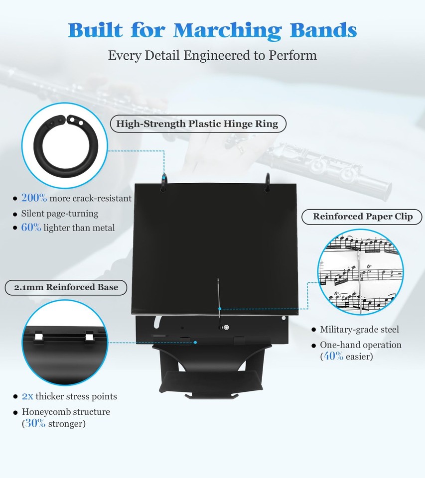 Flute Lyre, Flip Folder Marching Band, Clarinet Lyre with Adjustable ...