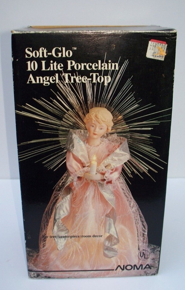 Noma Soft Glo 10 Lite Pink Porcelain Angel Holiday Christmas Tree ...