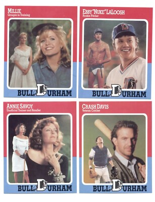BULL DURHAM ~ 1988 Baseball Card Set of 4 incl Kevin Costner "Crash ...