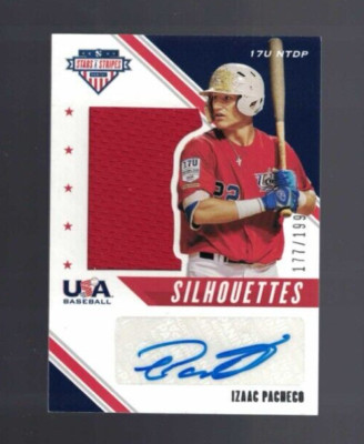 2020 USA Baseball Stars & Stripes Silhouettes #/199 Izaac Pacheco Patch ...