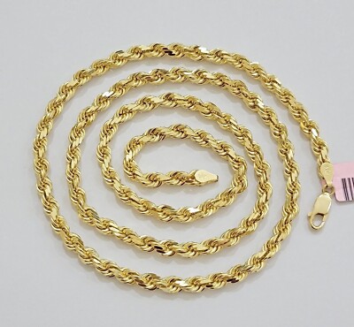 14k Yellow Gold Rope Chain Necklace SOLID Real 14kt 4mm 18 - 28 Inch ...