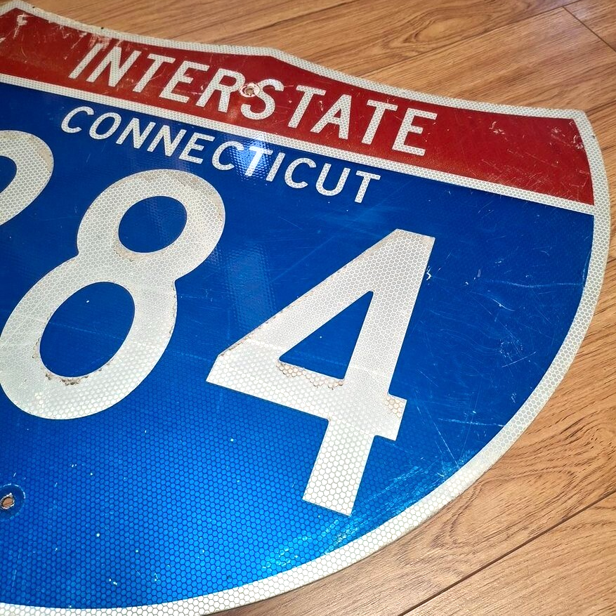 Retired Connecticut I-384 INTERSTATE HIGHWAY METAL SHIELD ROAD SIGN 24 ...