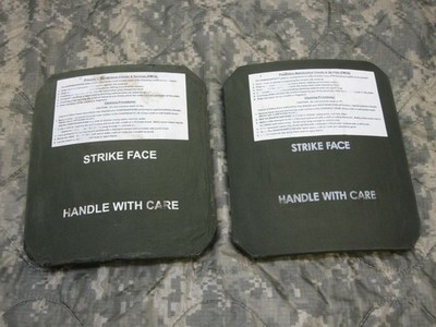 (2) STRIKE FACE BODY ARMOR SIDE PLATES LEFT & RIGHT LEVEL III CERAMICS ...