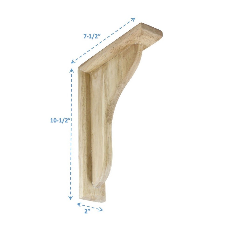 Rubberwood Decorative Wood Corbel Countertop Support 7-1/2" Inch Deep ...
