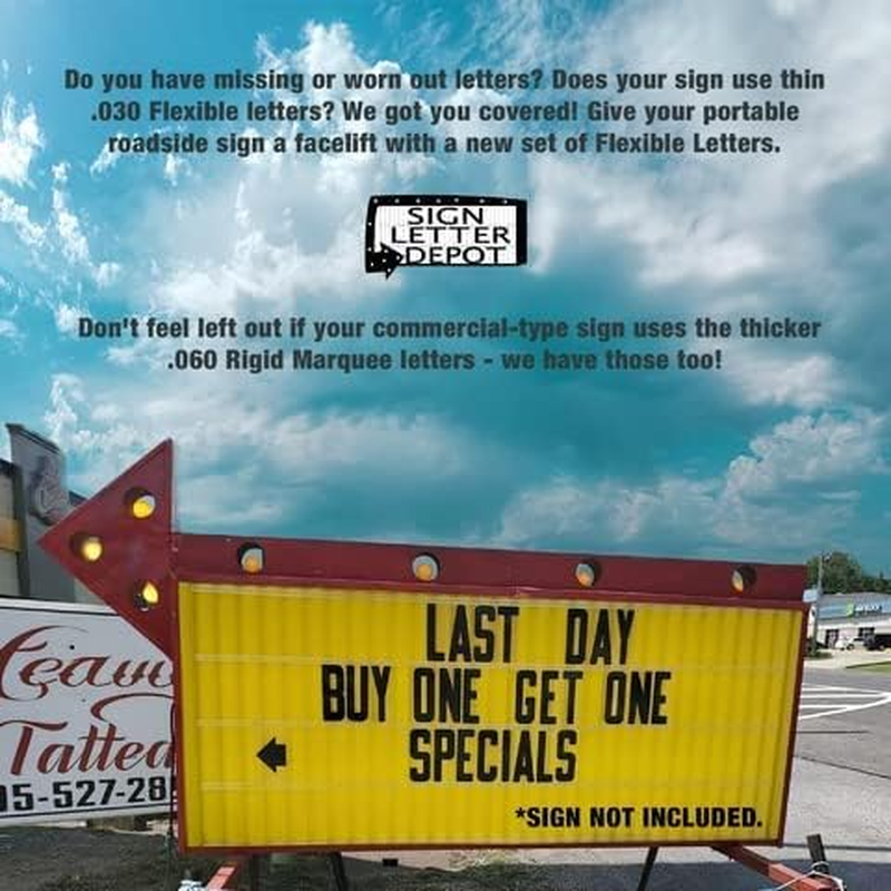 , 6" on 6 7/8 Inch Flexible Marquee Sign Letters for Portable Roadside ...