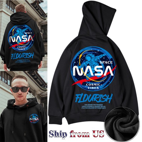 Mens Oversized NASA Jumper Pullover Sweater Sweatshirt Warm Fleece ...