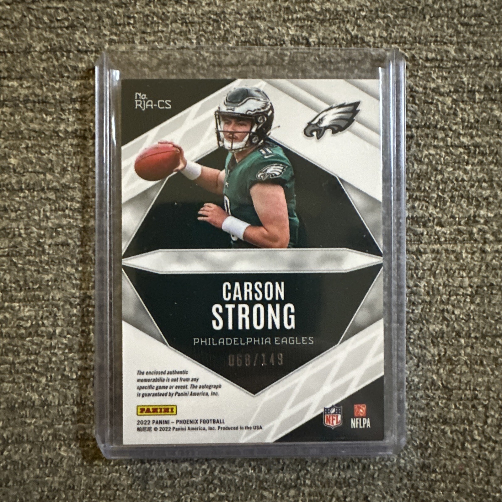 2022 Panini Phoenix - Rps Rookie Auto Jersey Carson Strong #RJA-CS ...