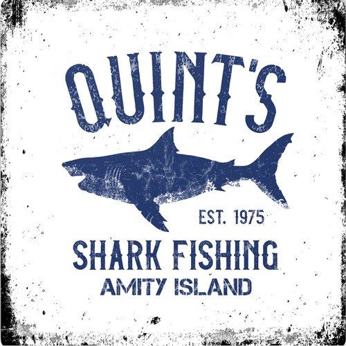 Vintage Retro Quints Amity Island Jaws Film Metal 20cm Shed Bar Man ...