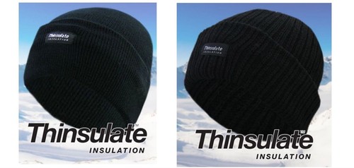 Adults Chunky Knit 3M Thinsulate™ Thermal Insulation Winter Beanie Ski ...