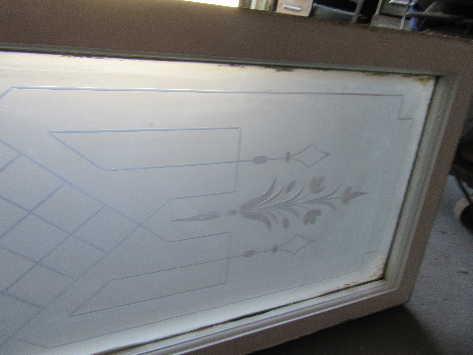 ~ ANTIQUE WHEEL CUT ETCHED GLASS TRANSOM WINDOW ~ 54 x 20 ~ SALVAGE | eBay