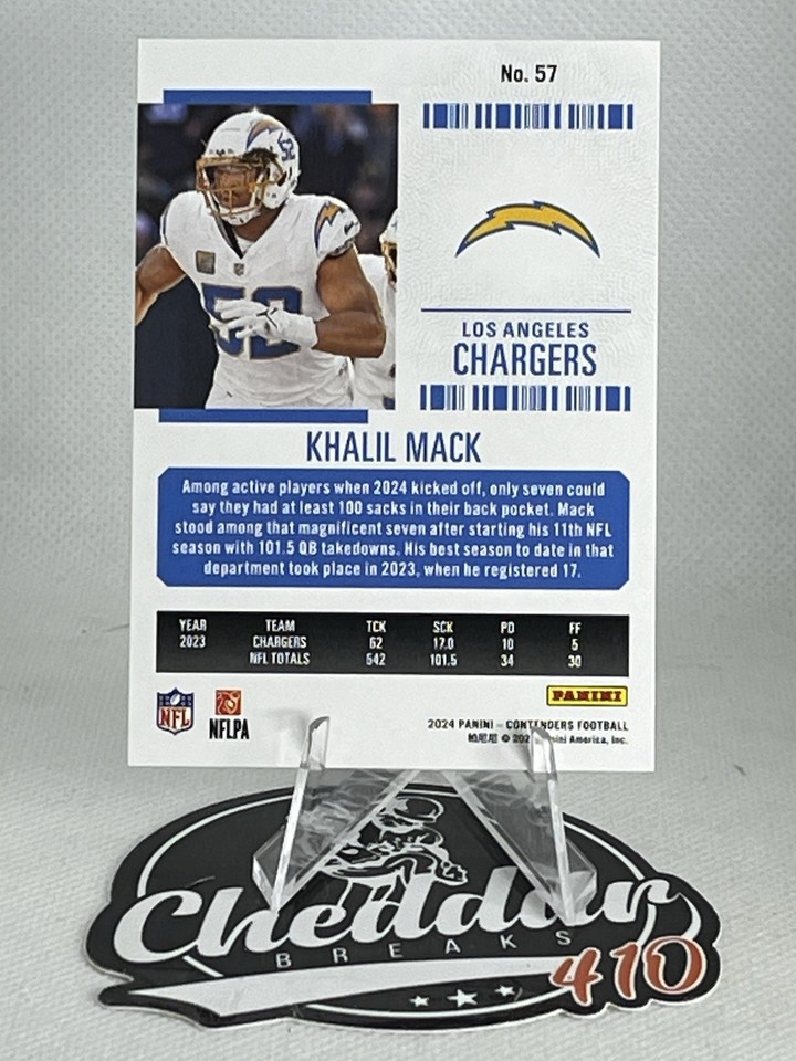 2024 CONTENDERS KHALIL MACK SEASON TICKET MOJO HOBBY FOOTBALL CARD ...