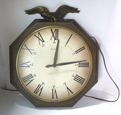 Vintage United Metal Goods Eagle Top Wall Clock Model 428 | eBay