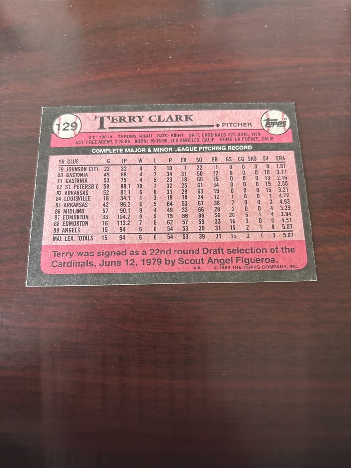 1989 Topps Terry Clark #129 California Angels RC Rookie | eBay