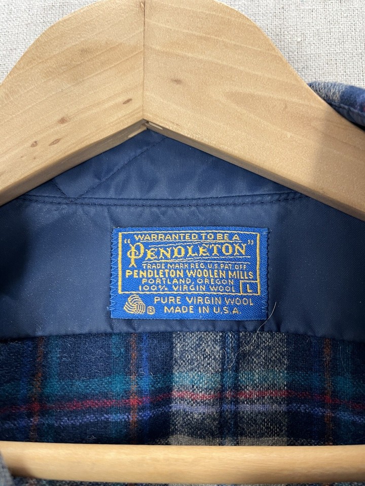 Vintage Pendleton Blue Shadow Plaid Button Down Shirt Large | eBay