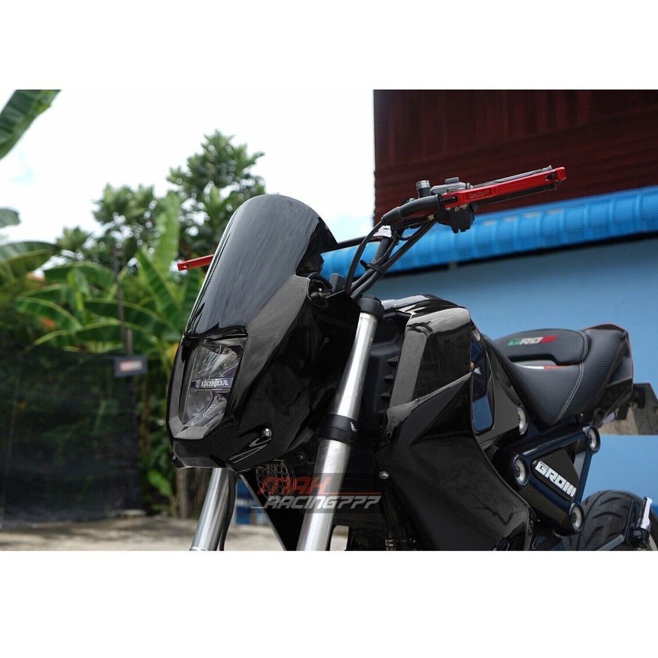 BLACK FRONT COVER HEADLIGHT WINDSCREEN WINDSHIELD FOR HONDA GROM 125 ...