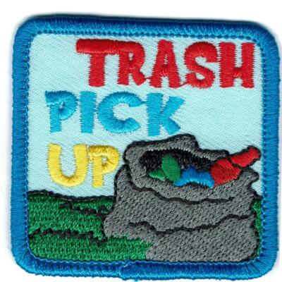 Girl Boy Cub TRASH PICK UP Fun Patches Crests Badge SCOUT GUIDE Litter ...