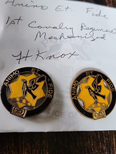 Vintage military pins Animo Et Fide 1st cavalry ft knox | eBay