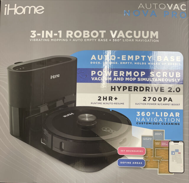 iHome AutoVac Nova PRO 3-in-1 Vacuum Robot- Black (iHRV14-BLK) for sale ...